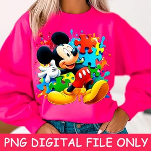 Autism Mickey Mouse PNG, Sublimation Design, Mickey Mouse Autism Shirt ...