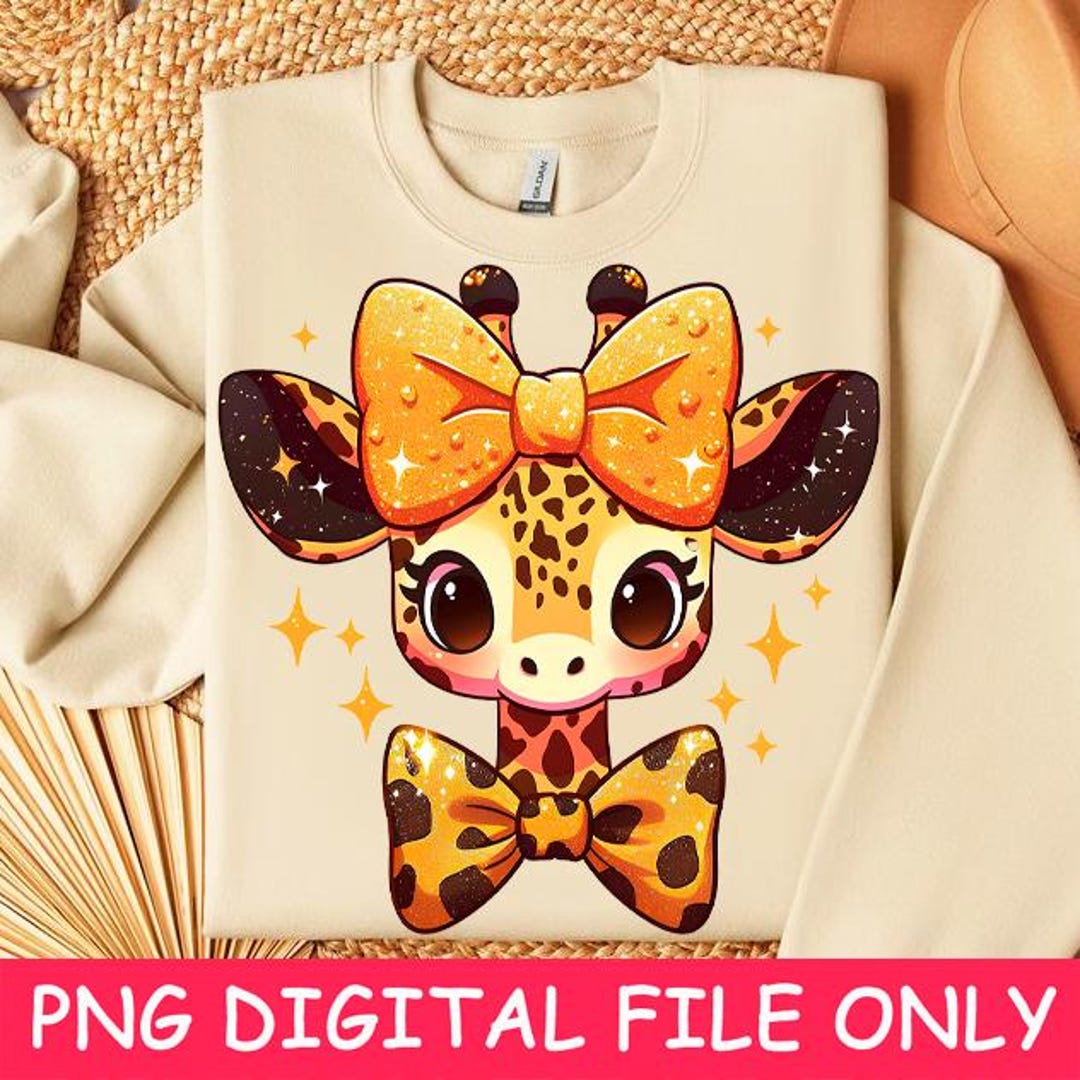 Cute Baby Giraffe PNG Clipart, Glitter Giraffe Coquette Bow PNG ...