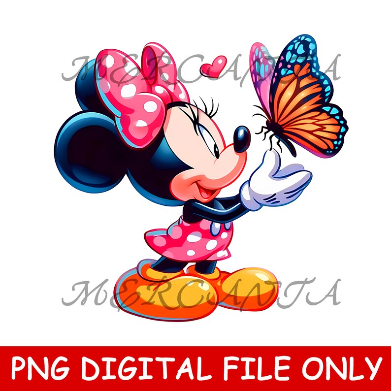 Cute Minnie Mouse and Butterfly PNG for Shirts Design, Minnie ...