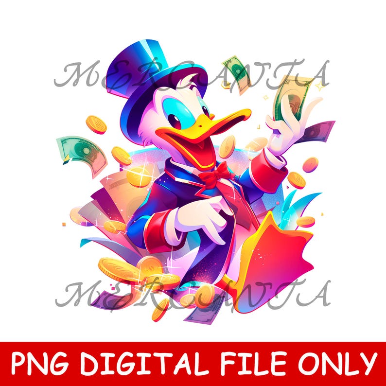 Scrooge Mcduck With Money Cash PNG for Sublimation Designs, Scrooge ...