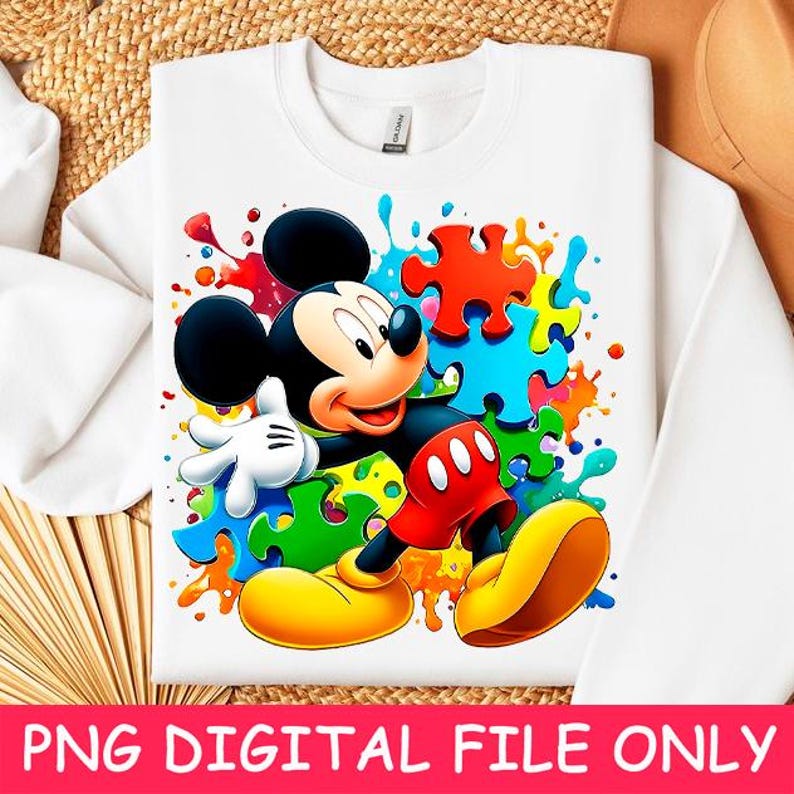 Autism Mickey Mouse PNG, Sublimation Design, Mickey Mouse Autism Shirt ...