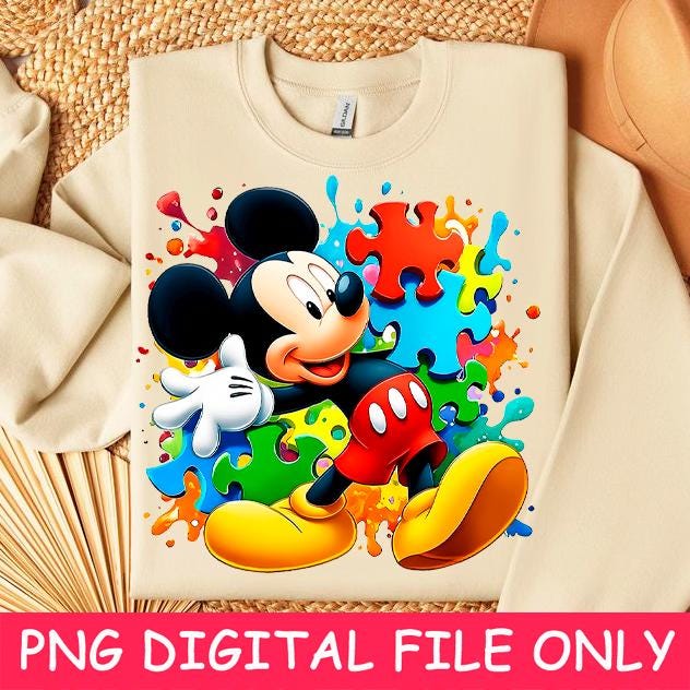 Autism Mickey Mouse PNG, Sublimation Design, Mickey Mouse Autism Shirt ...