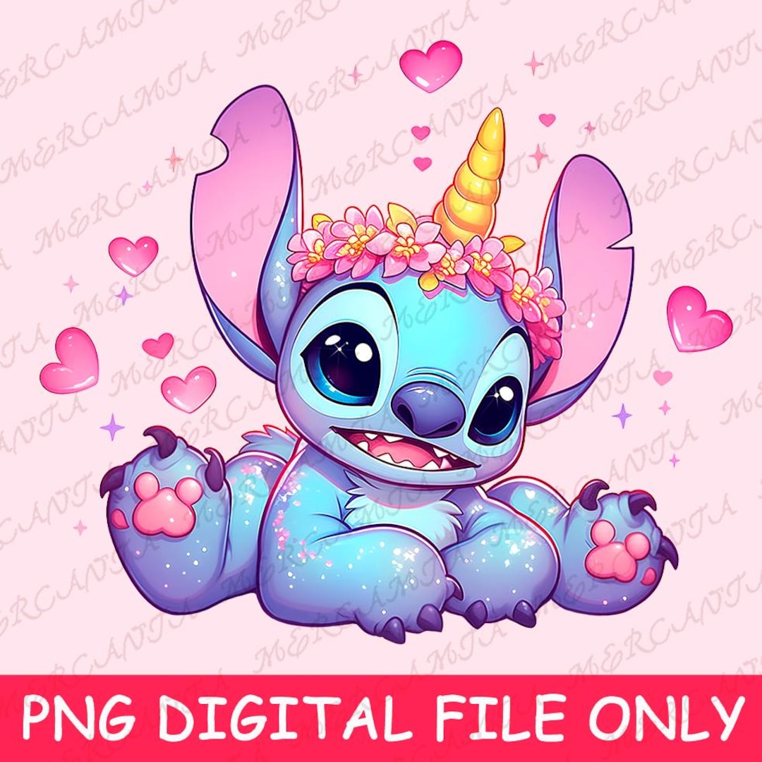 Cute Baby Stitch Unicorn PNG, Shiny Stitch PNG Design, Stitch Birthday ...