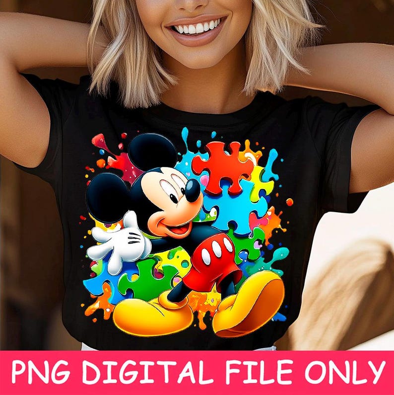 Autism Mickey Mouse PNG, Sublimation Design, Mickey Mouse Autism Shirt ...