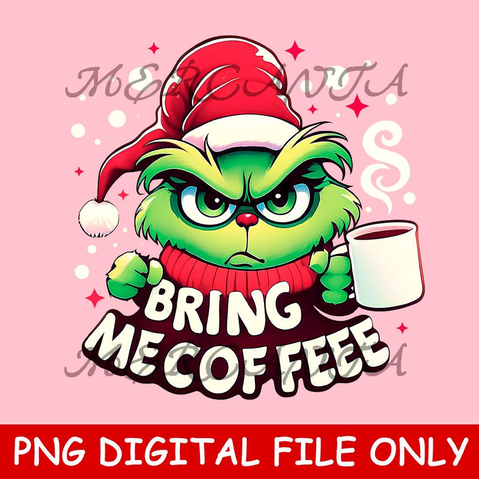 Funny Grinch Christmas Png, Grinch With Coffee Cup Png, Grumpy Grinch ...