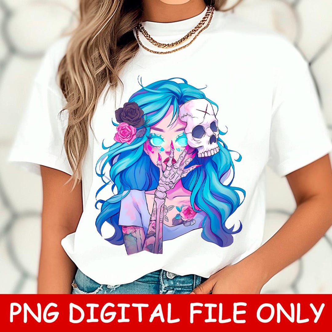 Blue Neon Zombie Girl PNG Design, Zombie Girl PNG Clipart, Gothic Girl ...