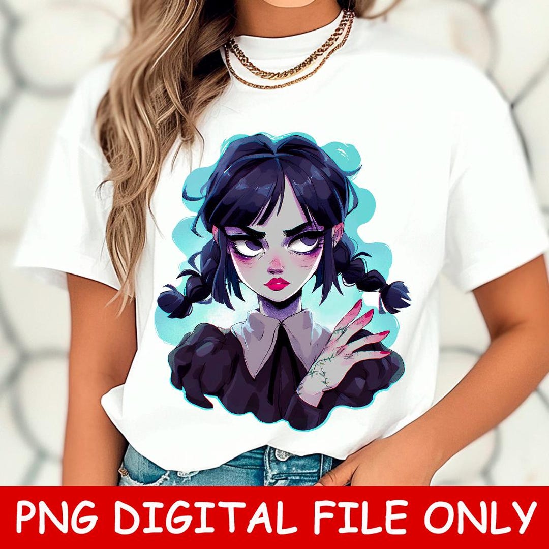Wednesday Addams PNG for Sublimation Designs, Wednesday PNG for Shirts ...