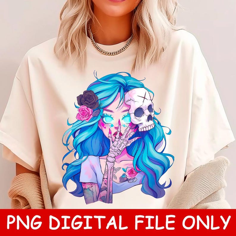 Blue Neon Zombie Girl PNG Design, Zombie Girl PNG Clipart, Gothic Girl ...