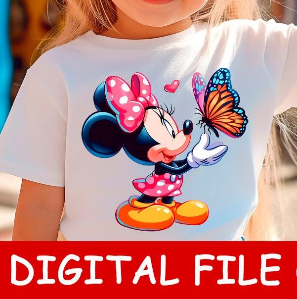 Cute Minnie Mouse and Butterfly PNG for Shirts Design, Minnie ...
