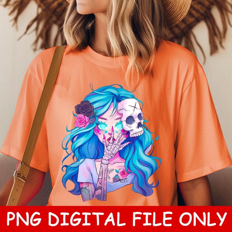 Blue Neon Zombie Girl PNG Design, Zombie Girl PNG Clipart, Gothic Girl ...