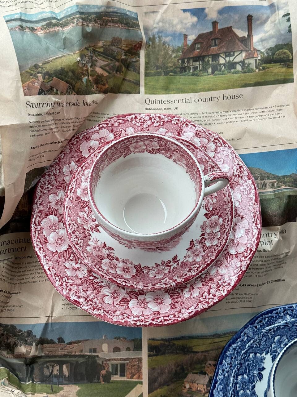 Vintage Teacup and Saucer Red Porcelain, Red Tea Cup, 3 Piece Vintage ...