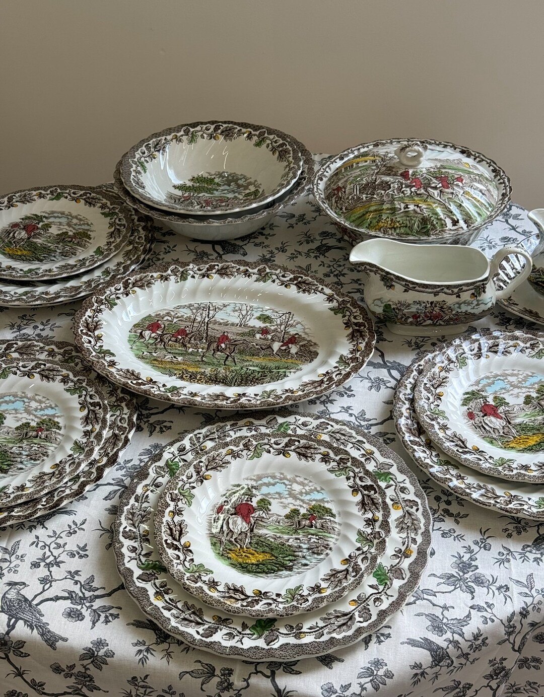 Green and White Decorative Porcelain Dinner Set 6-piece Single Serving ...