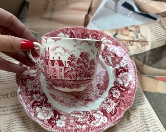 Pink Porcelain Antique Inspired Tea Cups and Saucers Gold, Vintage ...
