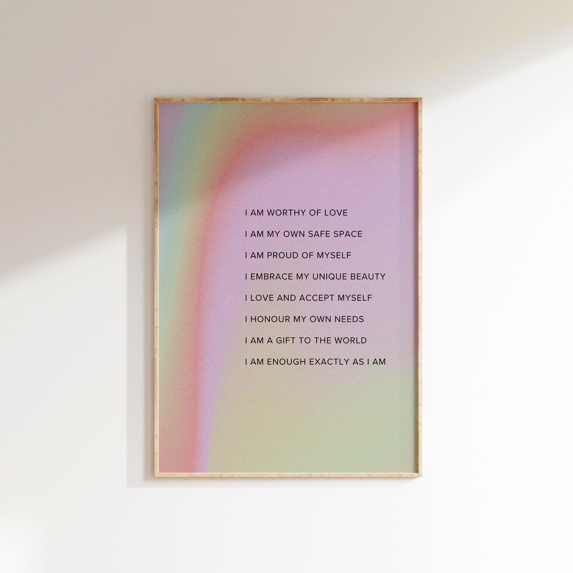 Self-love Affirmations Wall Art, Self-care & Wellbeing Art, Mental ...