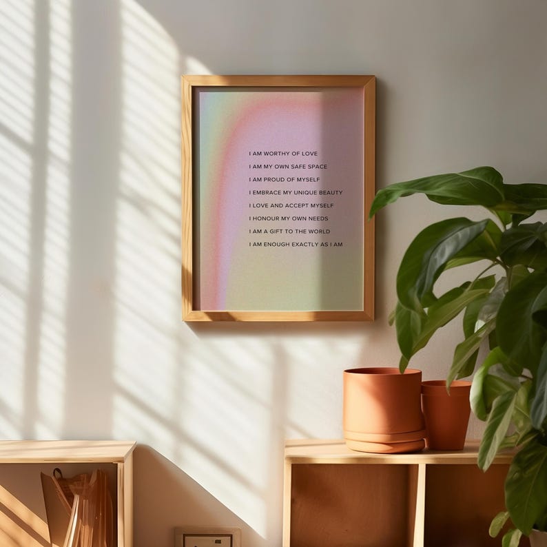 Self-love Affirmations Wall Art, Self-care & Wellbeing Art, Mental ...