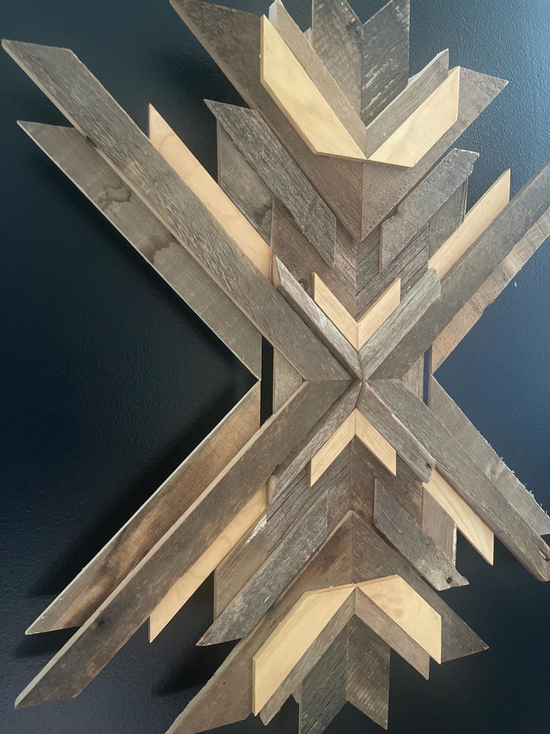 Geometric Wood Wall Art; Hanging Wood Art, Reclaimed Wood Art, Barnwood ...