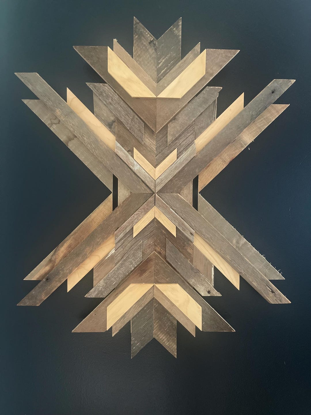 Geometric Wood Wall Art; Hanging Wood Art, Reclaimed Wood Art, Barnwood ...