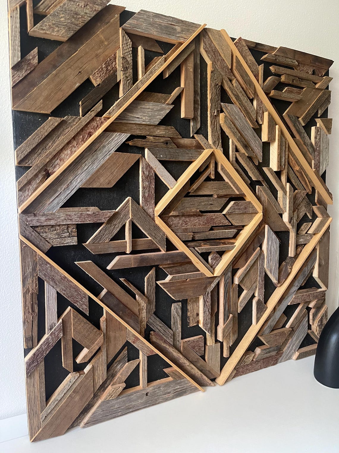 Geometric Wood Wall Art; Hanging Wood Art, Reclaimed Wood Art, Barnwood ...