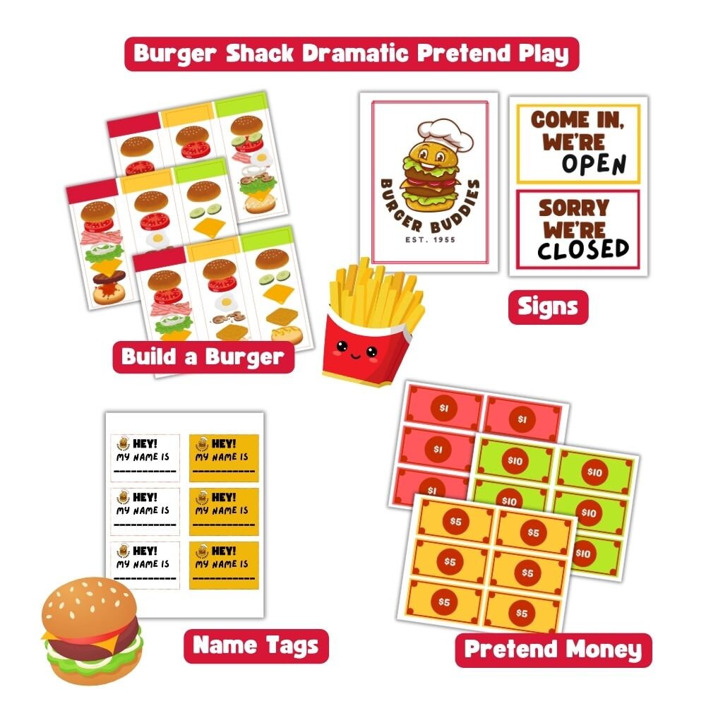 Burger Pretend Play Shop - Etsy