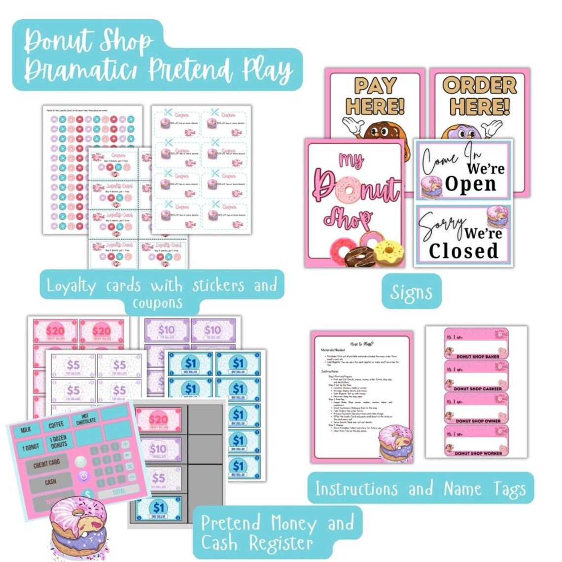 Dramatic Play | Donut Shop | Pretend Play | Kids Summer Activities | - Etsy