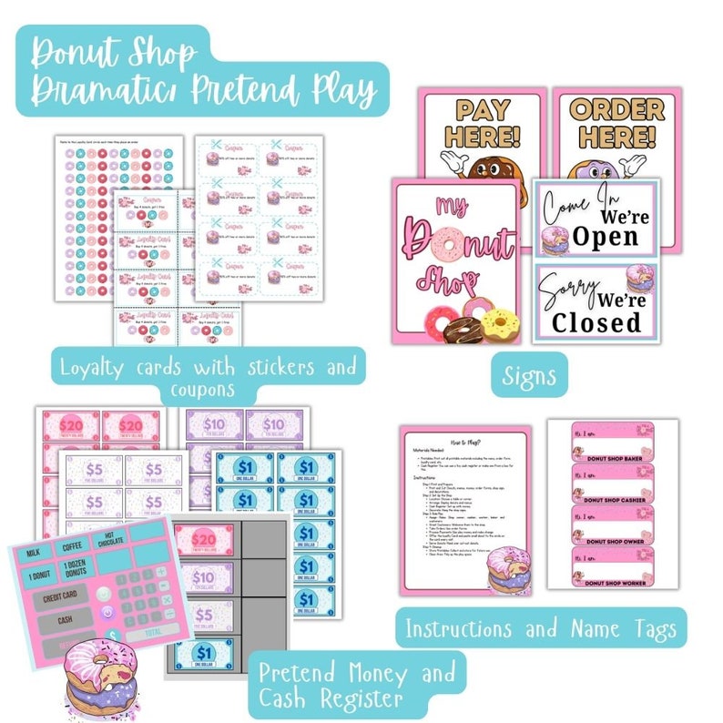 Dramatic Play | Donut Shop | Pretend Play | Kids Summer Activities | - Etsy