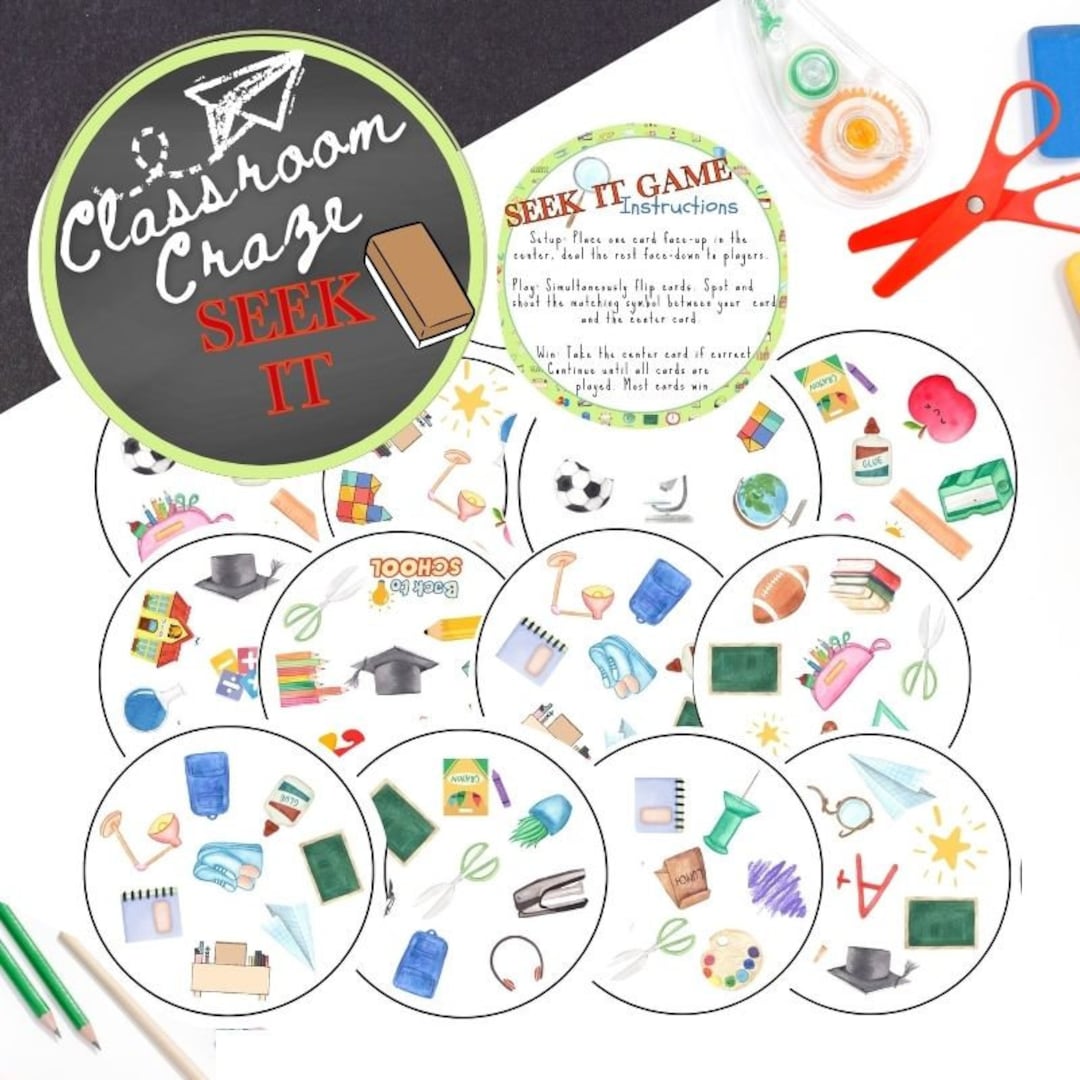Spot It | Seek It Game- Back to School Edition - Etsy