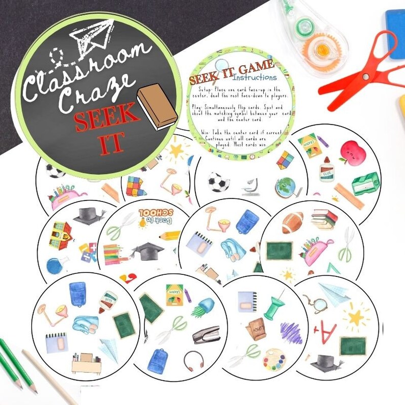 Spot It | Seek It Game- Back to School Edition - Etsy