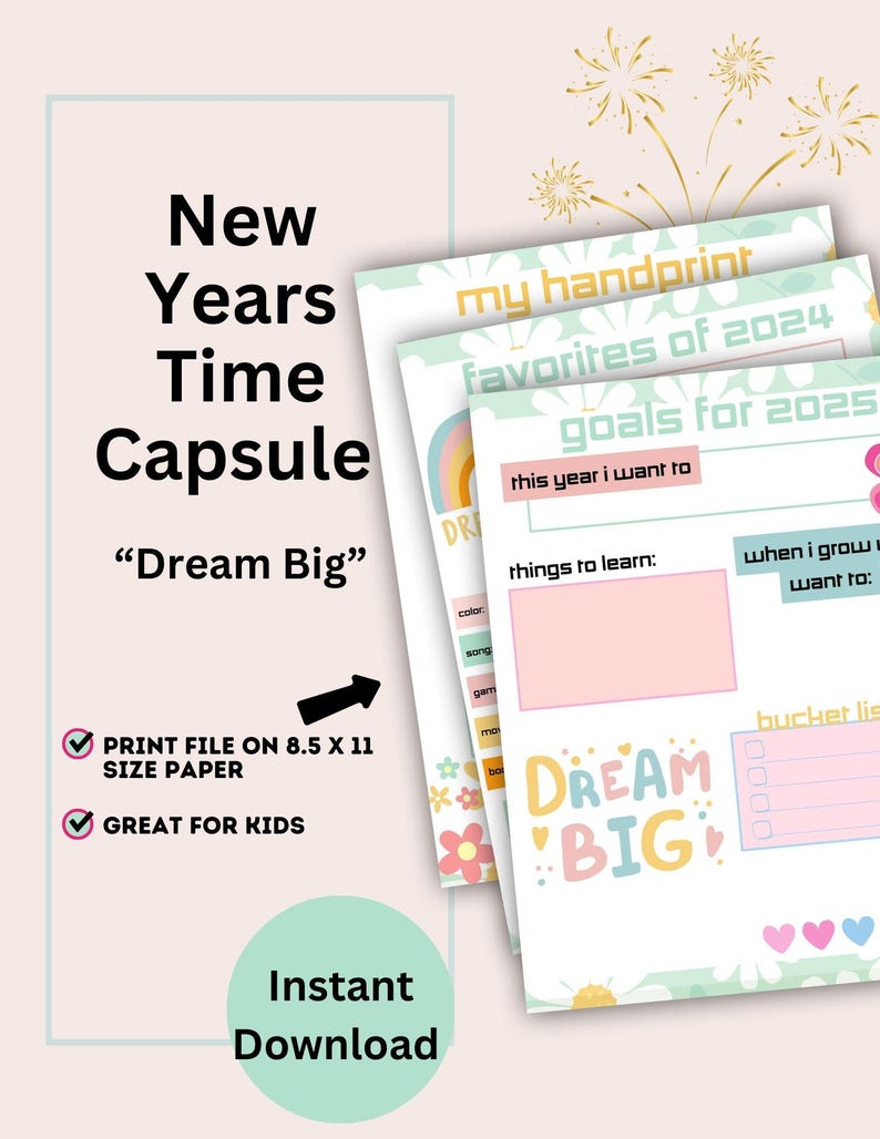 New Year's Time Capsule Printable| Kids and Family Favorites 2024 ...