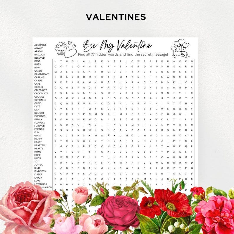 Valentines Giant Word Search - Etsy