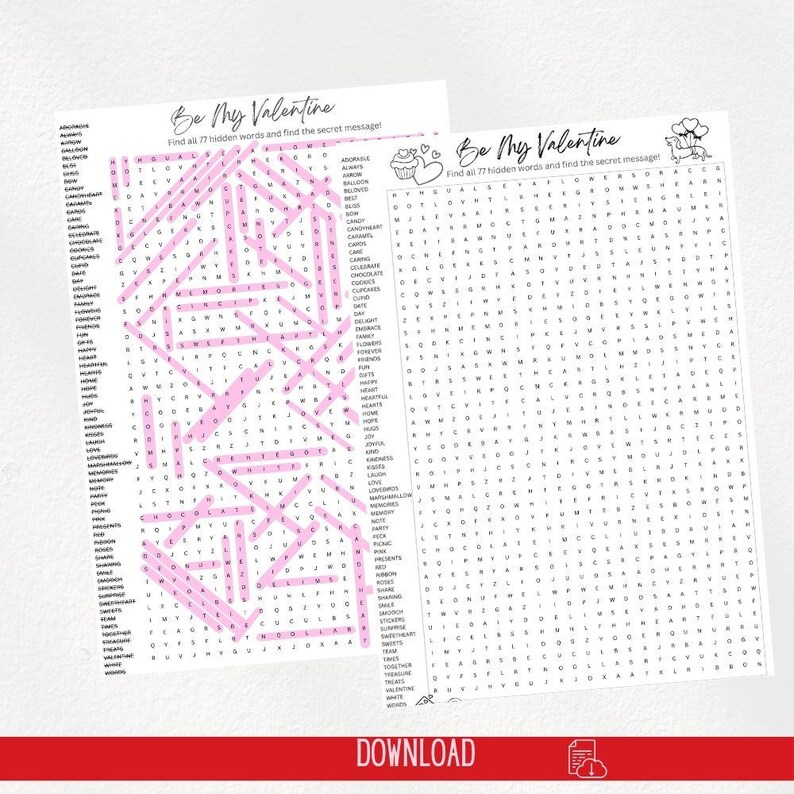 Valentines Giant Word Search - Etsy