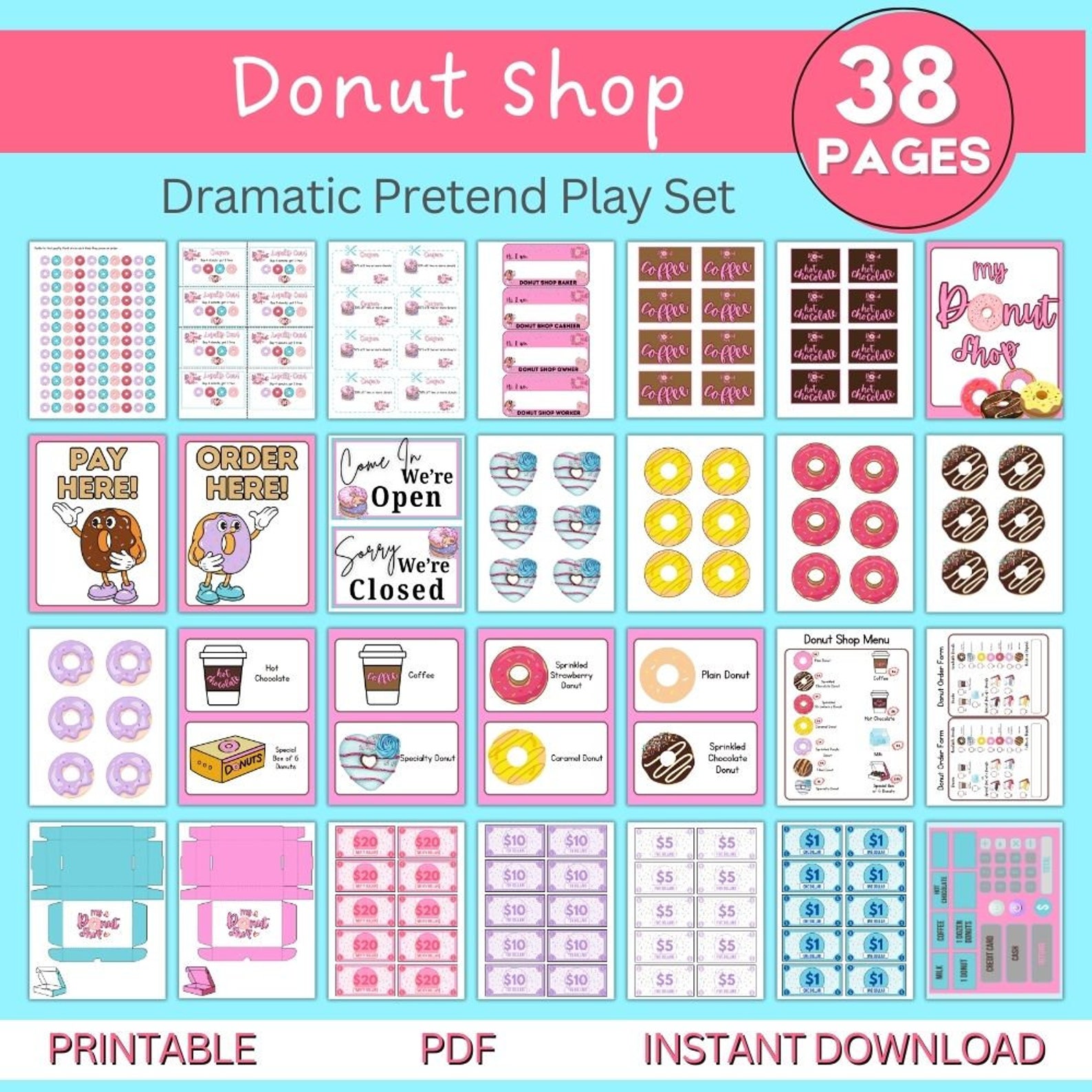 Dramatic Play | Donut Shop | Pretend Play | Kids Summer Activities | - Etsy
