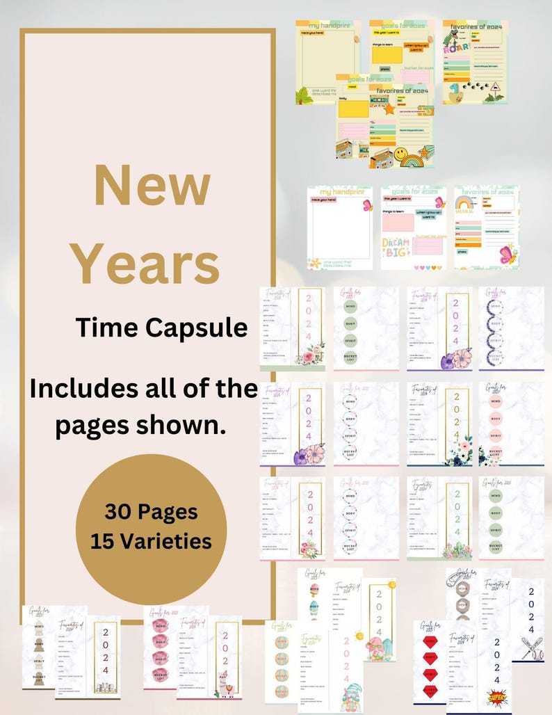 New Year's Time Capsule Printable| Kids and Family Favorites 2024 ...