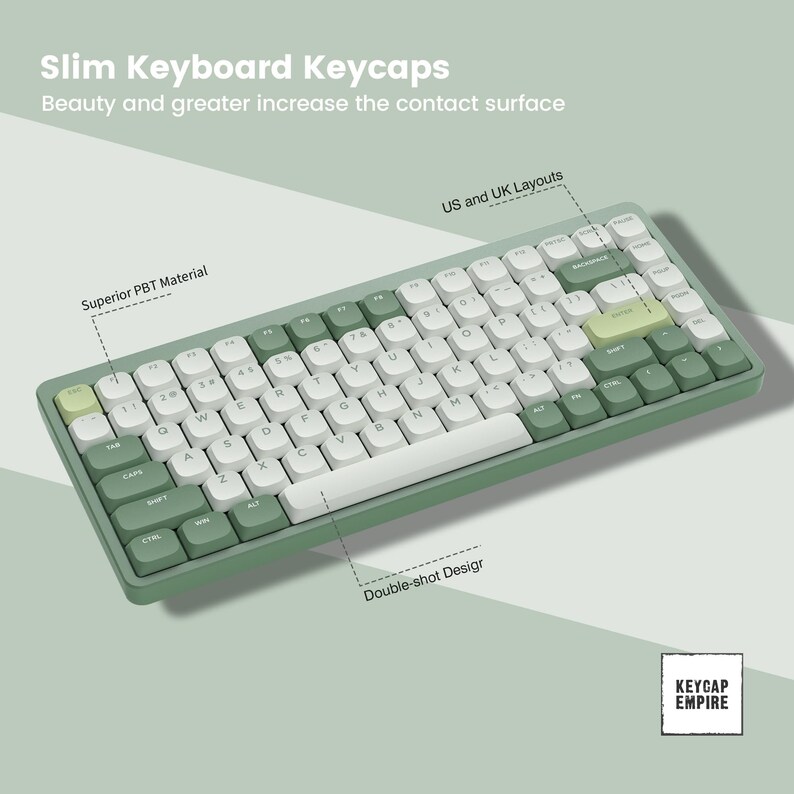 Green Low Profile PBT Keycaps Custom Slim MX Keycap Multiple Colors ...