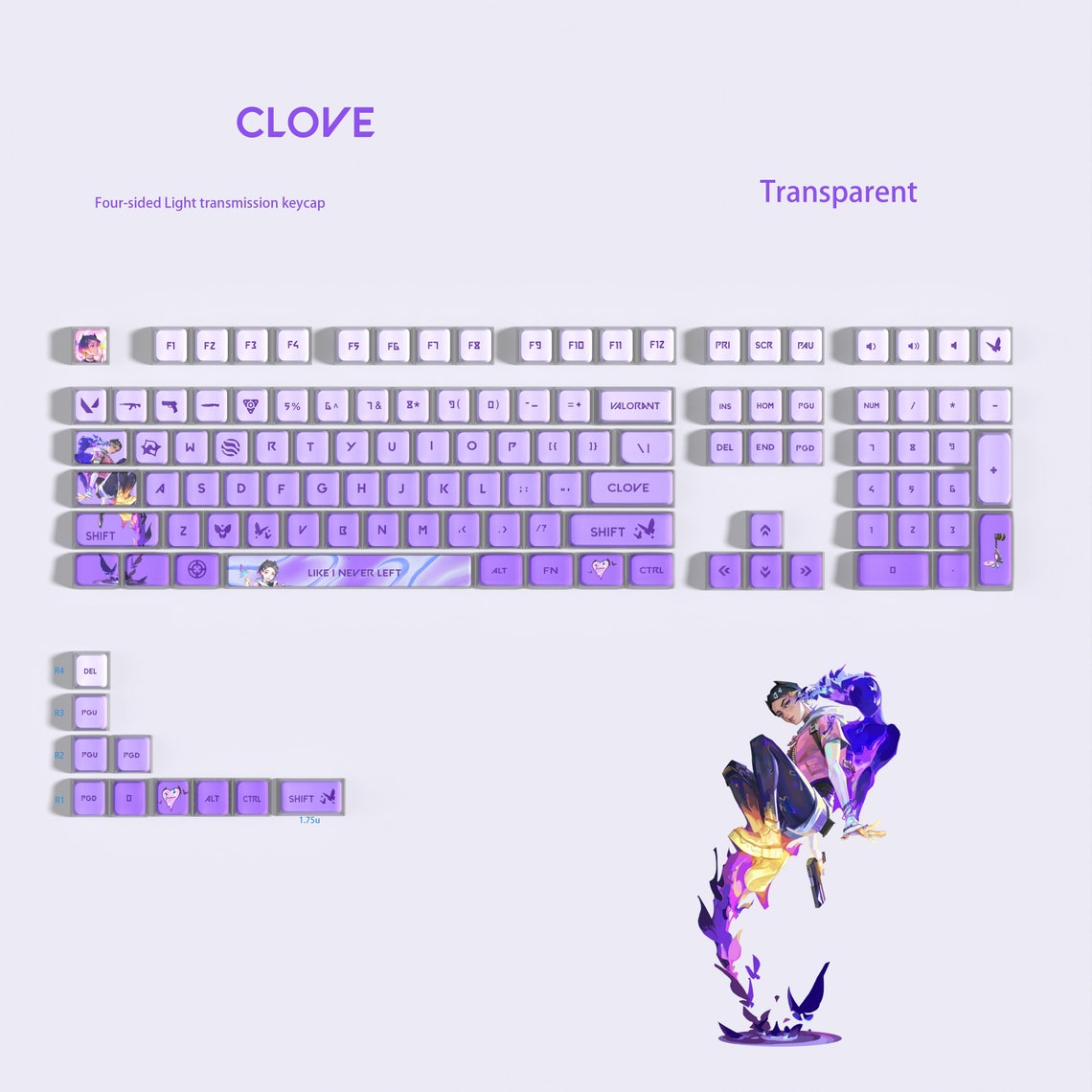 Custom Clove Valorant Gaming Keycap Set Artisan MX PBT Dye Sub ...