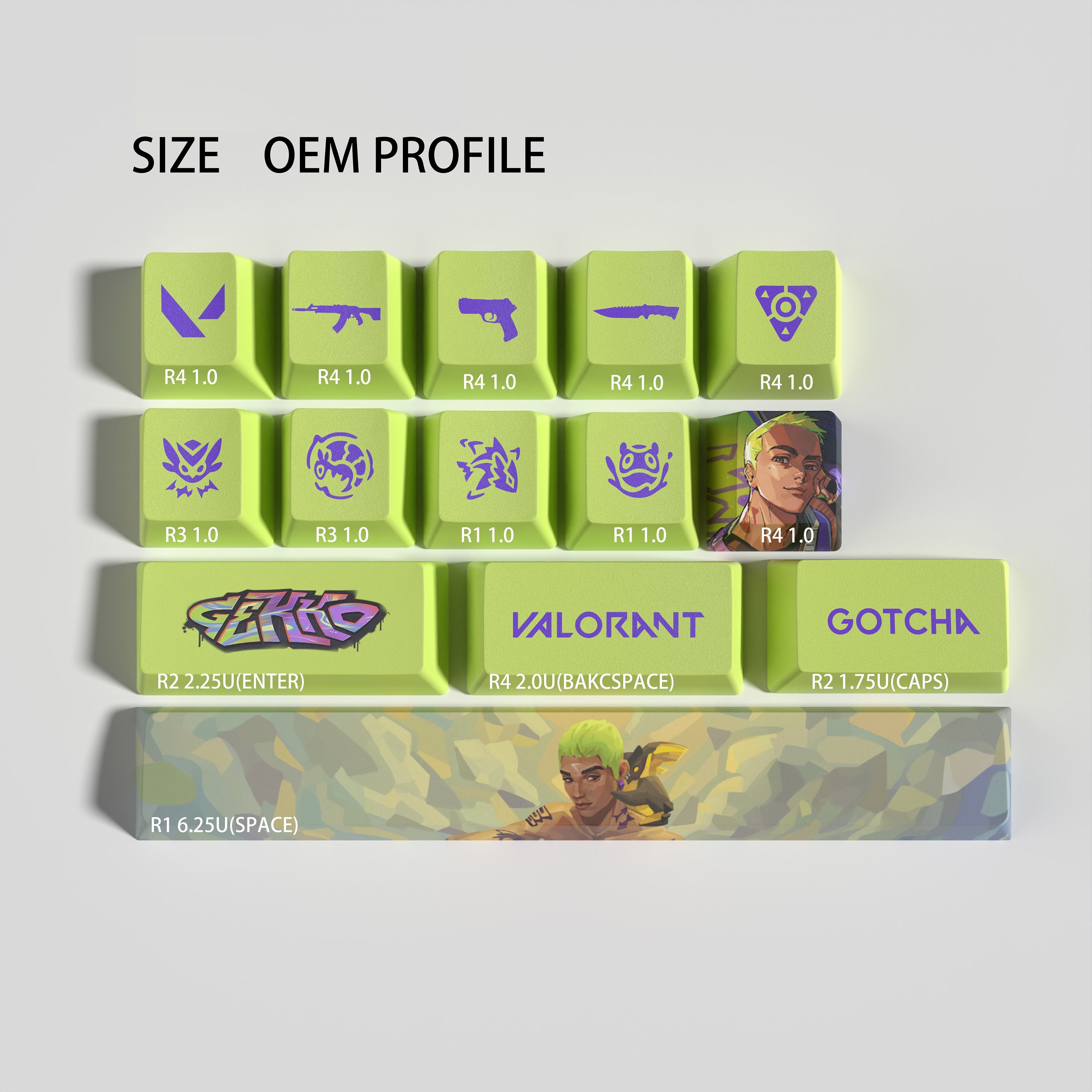 Gekko Valorant Gaming Keycap Set Artisan MX PBT Dye Sub Mechanical ...