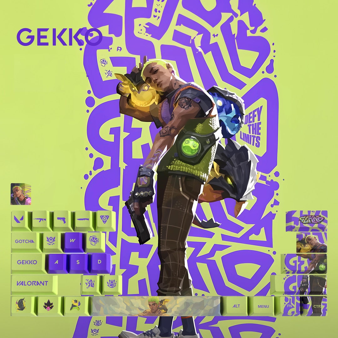 Gekko Valorant Gaming Keycap Set Artisan MX PBT Dye Sub Mechanical ...