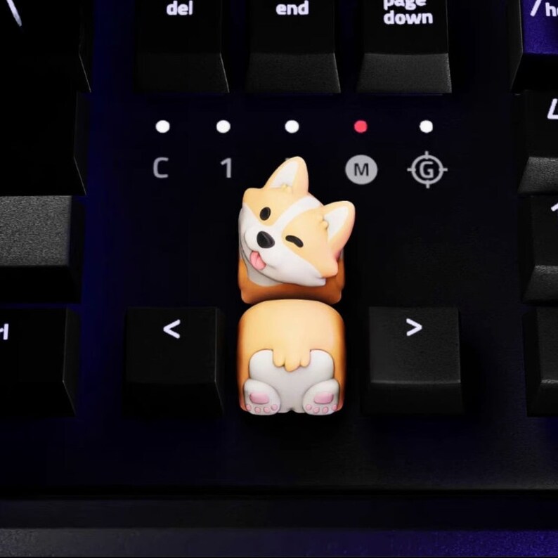 Custom Black Corgi Artisan Keycaps Hand Painted Resin Print Gaming Keycap for Mechanical ...