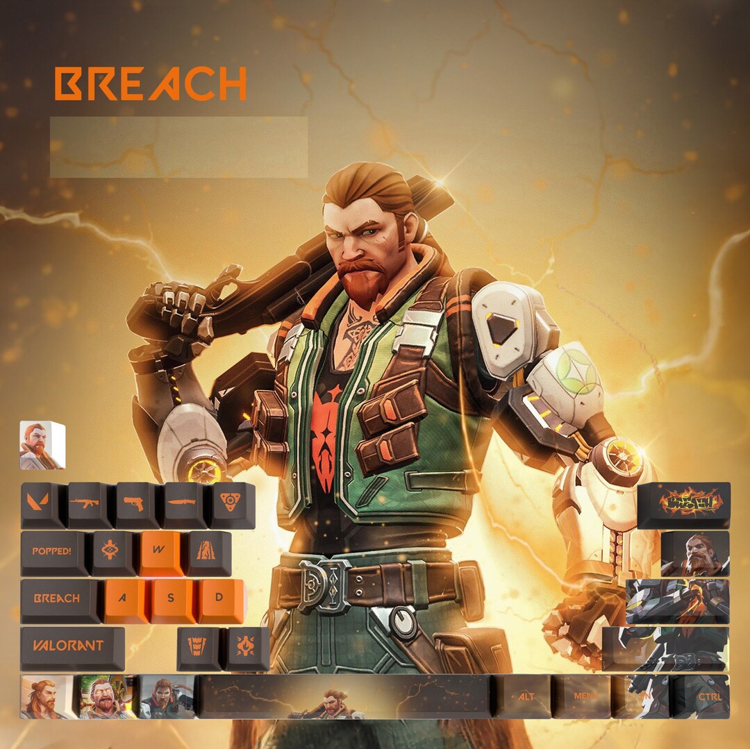 Breach Valorant Gaming Keycap Set Artisan MX PBT Dye Sub Mechanical ...