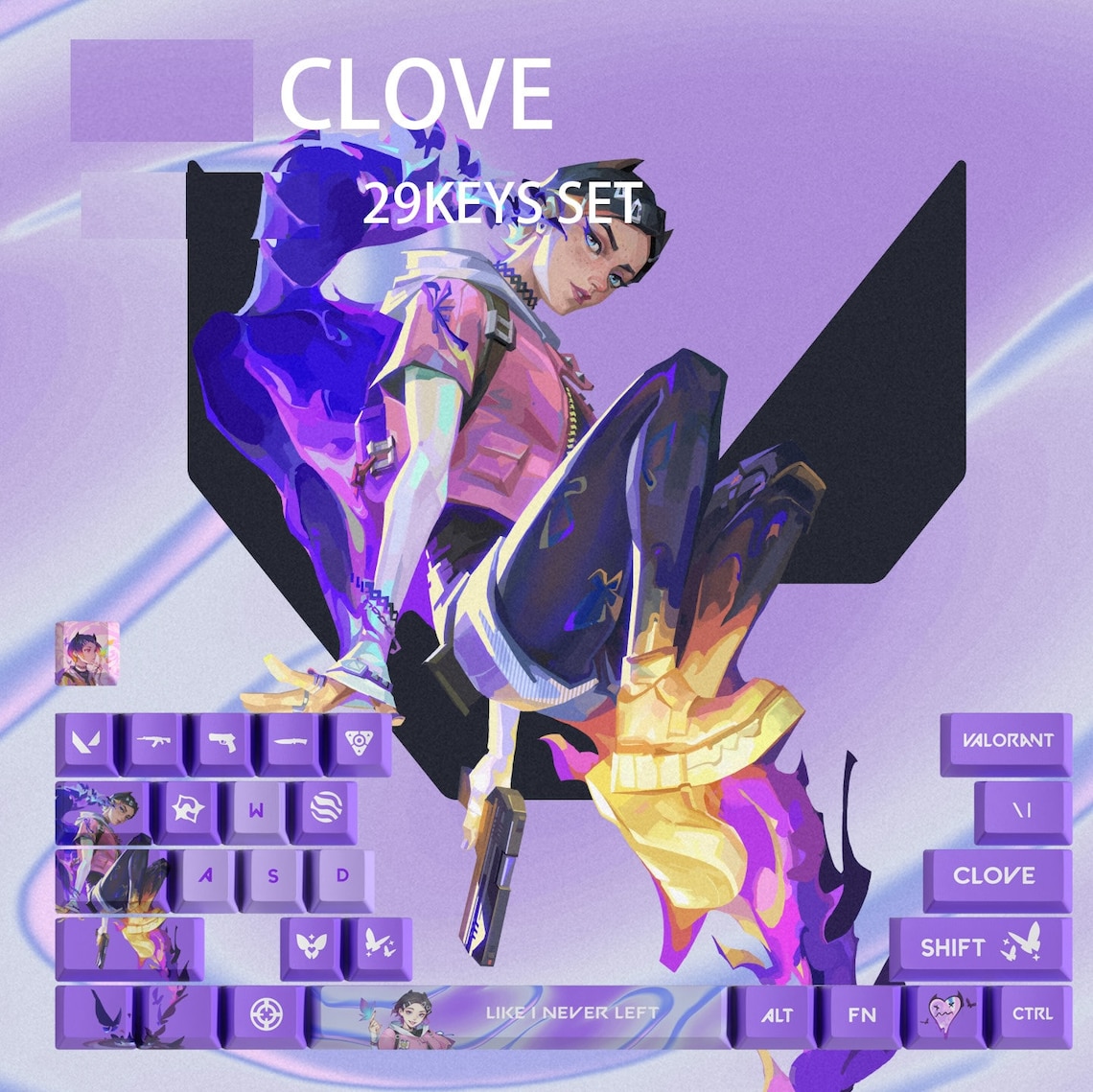 Custom Clove Valorant Gaming Keycap Set Artisan MX PBT Dye Sub ...