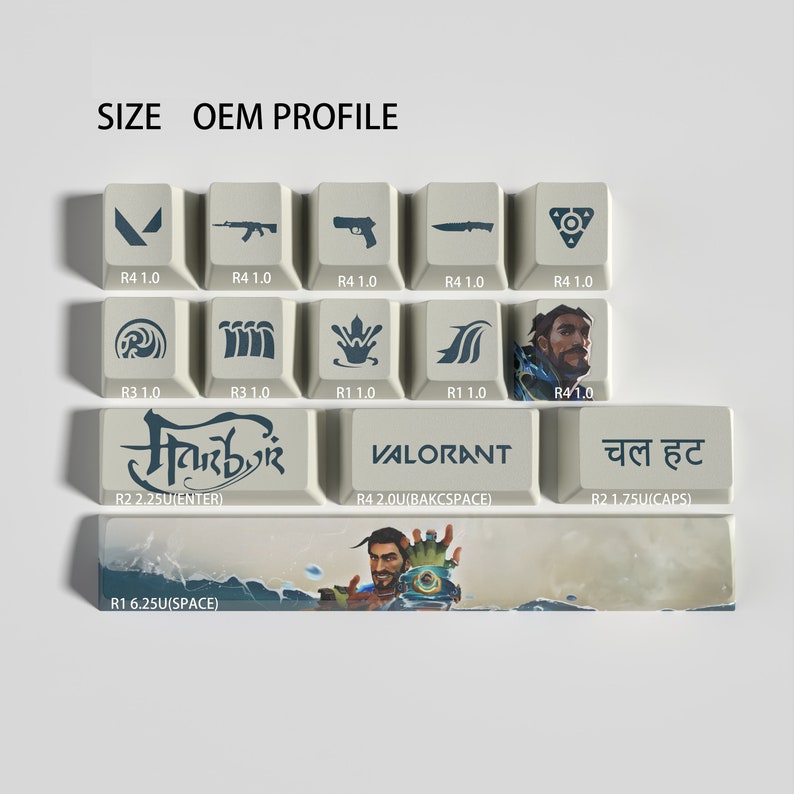 Custom Harbor Valorant Gaming Keycap Set Artisan MX PBT Dye Sub ...