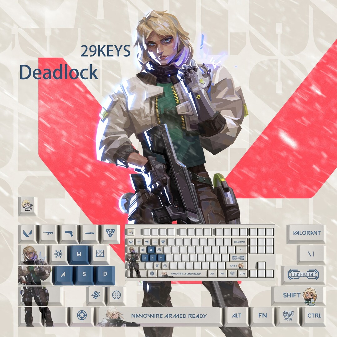 Deadlock Valorant Gaming Keycap Set Artisan MX PBT Dye Sub Mechanical ...