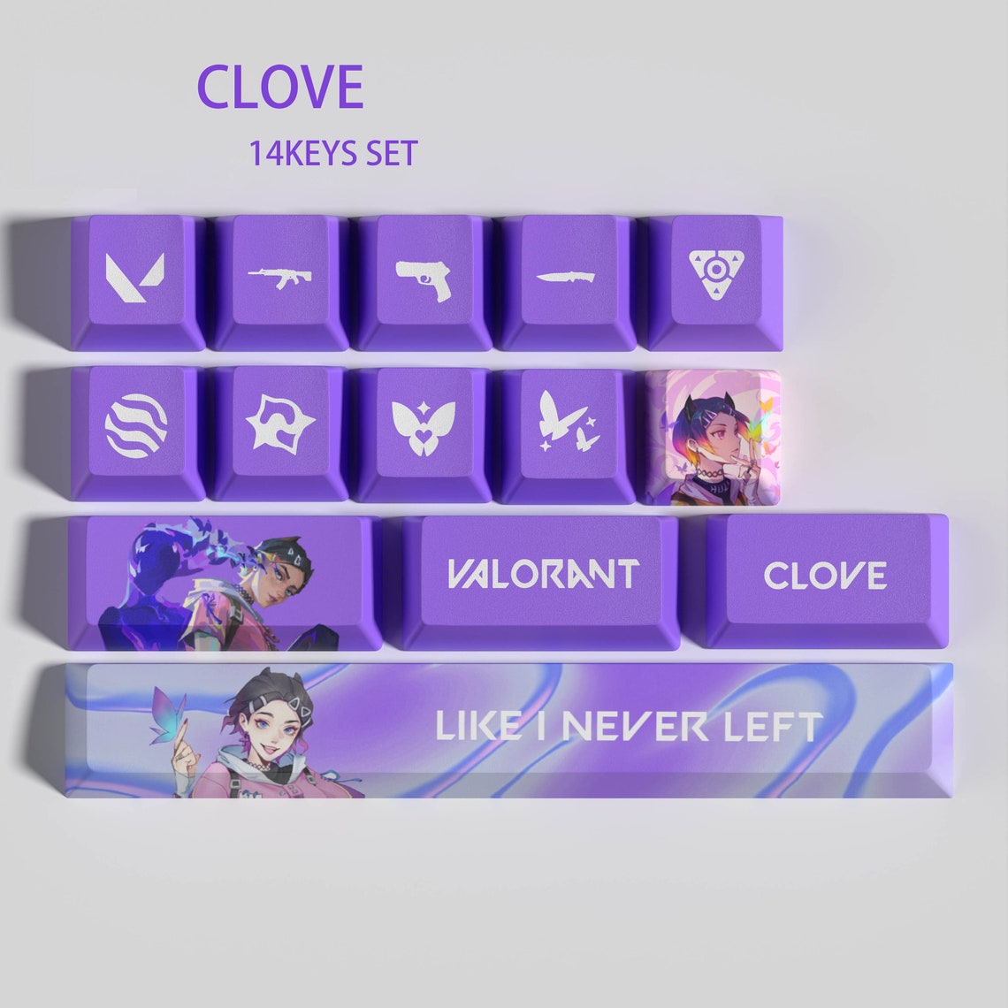 Custom Clove Valorant Gaming Keycap Set Artisan MX PBT Dye Sub ...