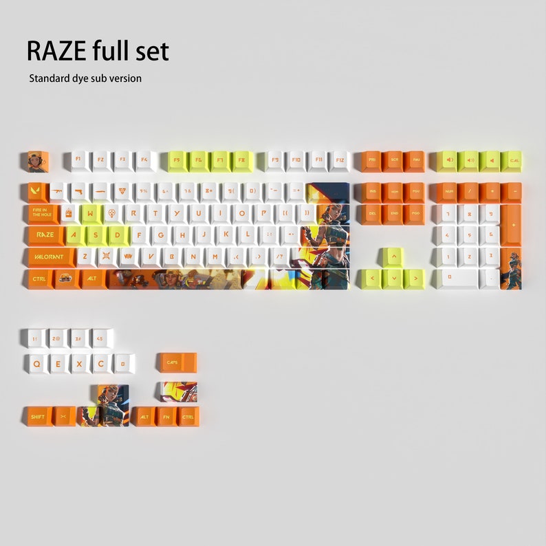 Custom Raze Valorant Gaming Keycap Set Artisan MX PBT Dye Sub ...