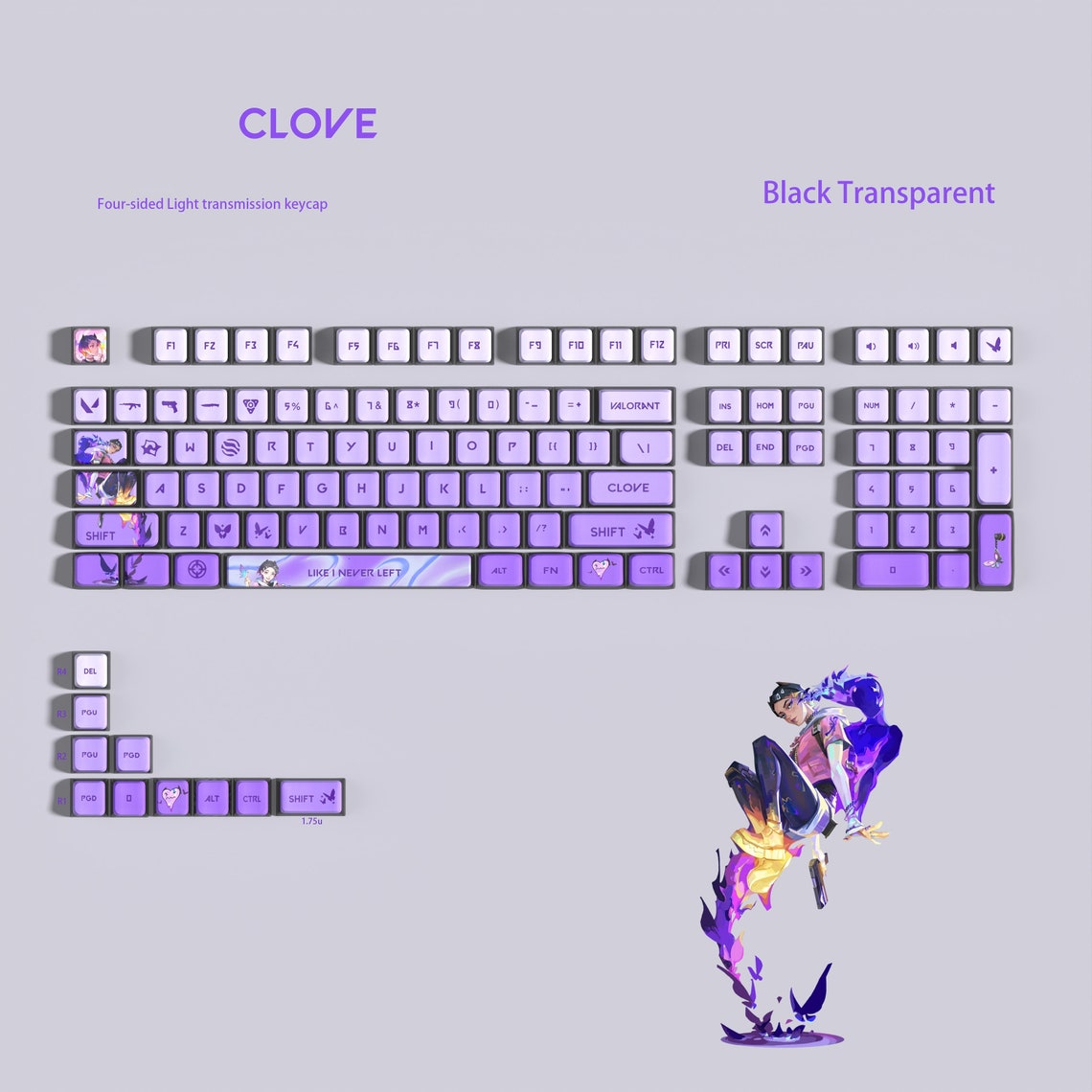 Custom Clove Valorant Gaming Keycap Set Artisan MX PBT Dye Sub ...