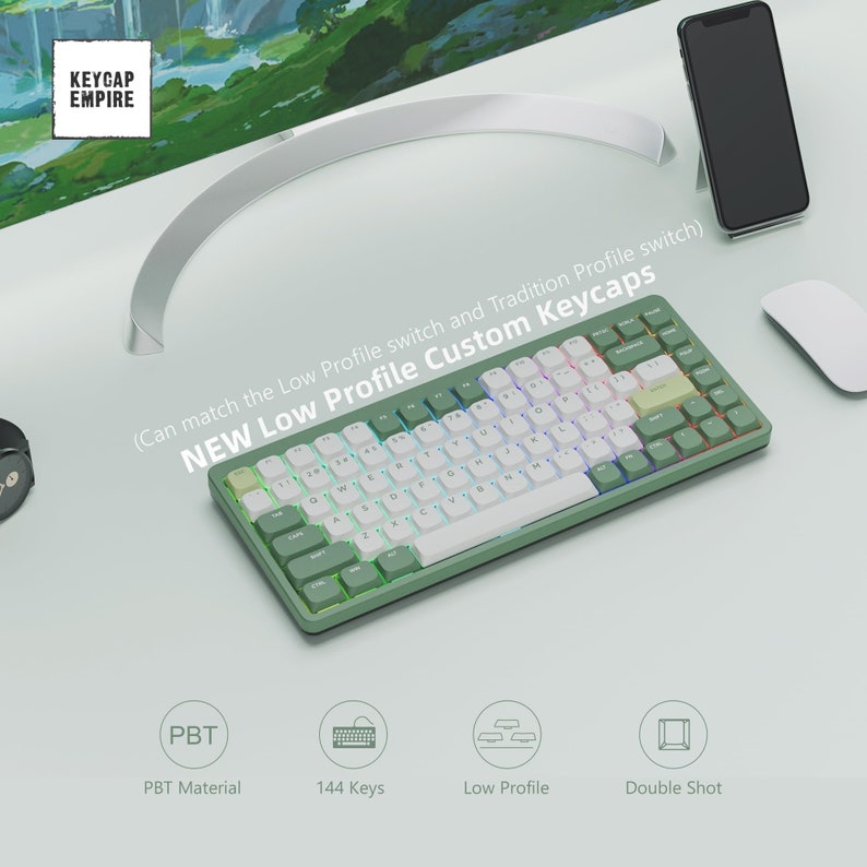 Green Low Profile PBT Keycaps Custom Slim MX Keycap Multiple Colors ...