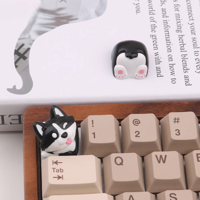 Custom Black Corgi Artisan Keycaps Hand Painted Resin Print Gaming ...
