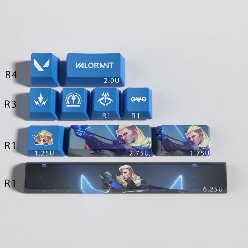 Custom Sova Valorant Gaming Keycap Set Artisan MX PBT Dye Sub ...