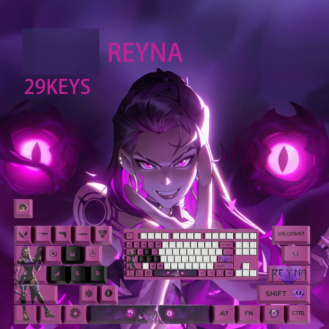 Custom Reyna Valorant Gaming Keycap Set Artisan MX PBT Dye Sub ...