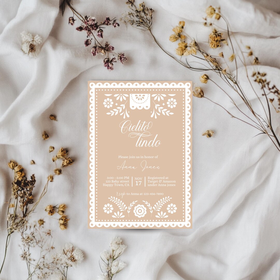 Beige Cielito Lindo Baby Shower Invitation, Gender Neutral Baby Shower ...