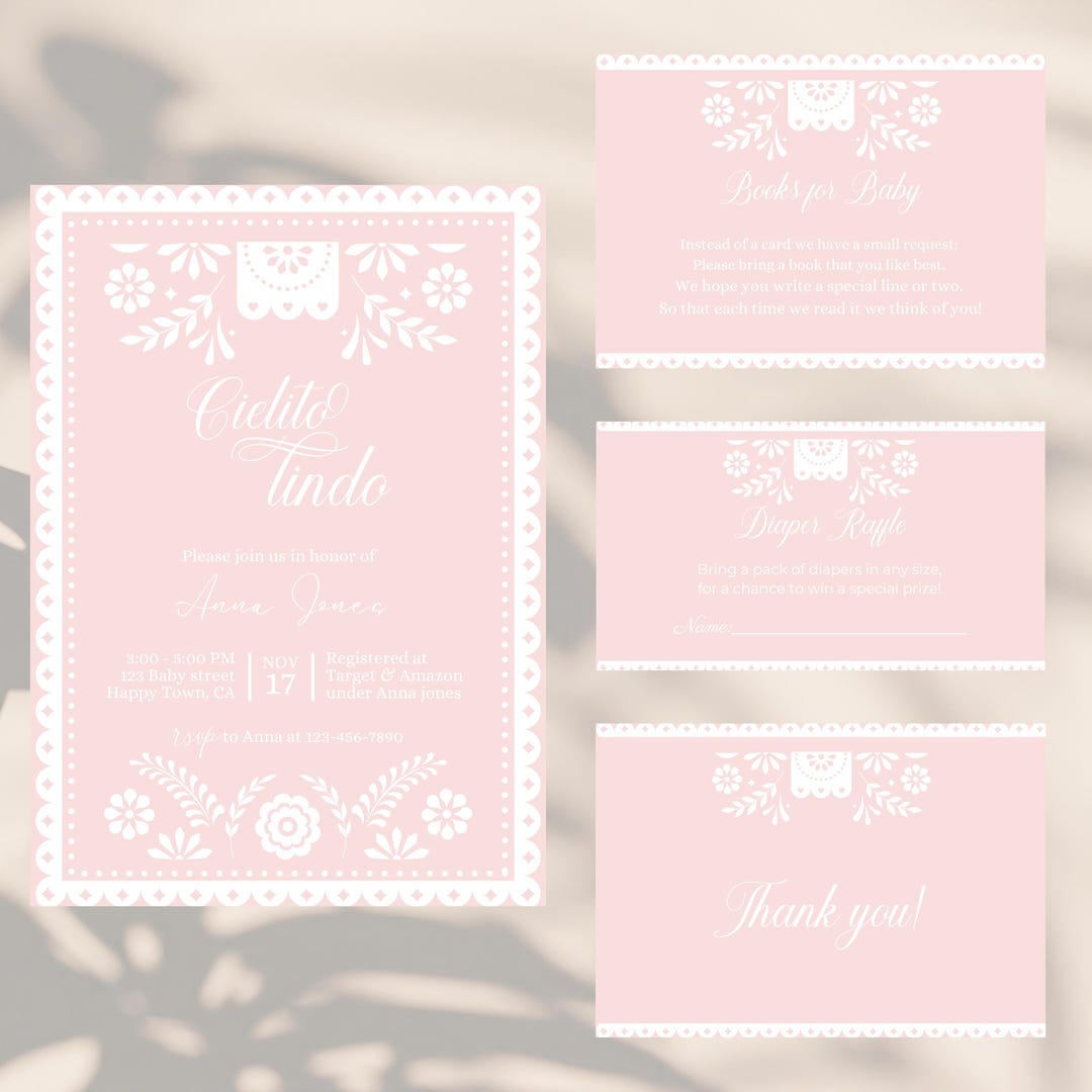 Pink Cielito Lindo Baby Shower Bundle, Baby Shower Bundle, Cielito ...